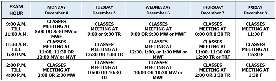 Exam Schedule - MCTC